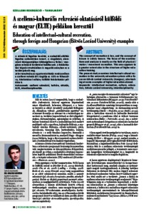 A szellemi-kulturális rekreáció oktatásáról külföldi és magyar (ELTE) példákon keresztül ...